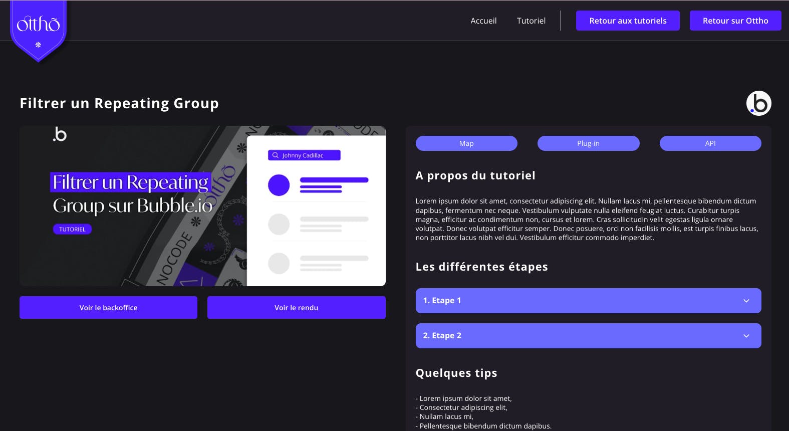 Tutoriel-ottho Template | Bubble