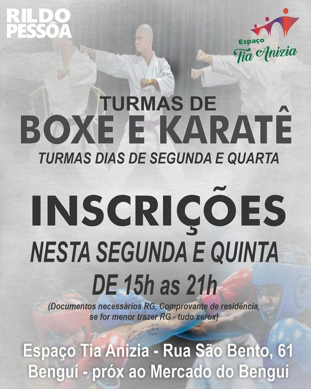 Palco Belém | Eventos | Turmas de Boxe e Karatê no Espaço Tia Anizia