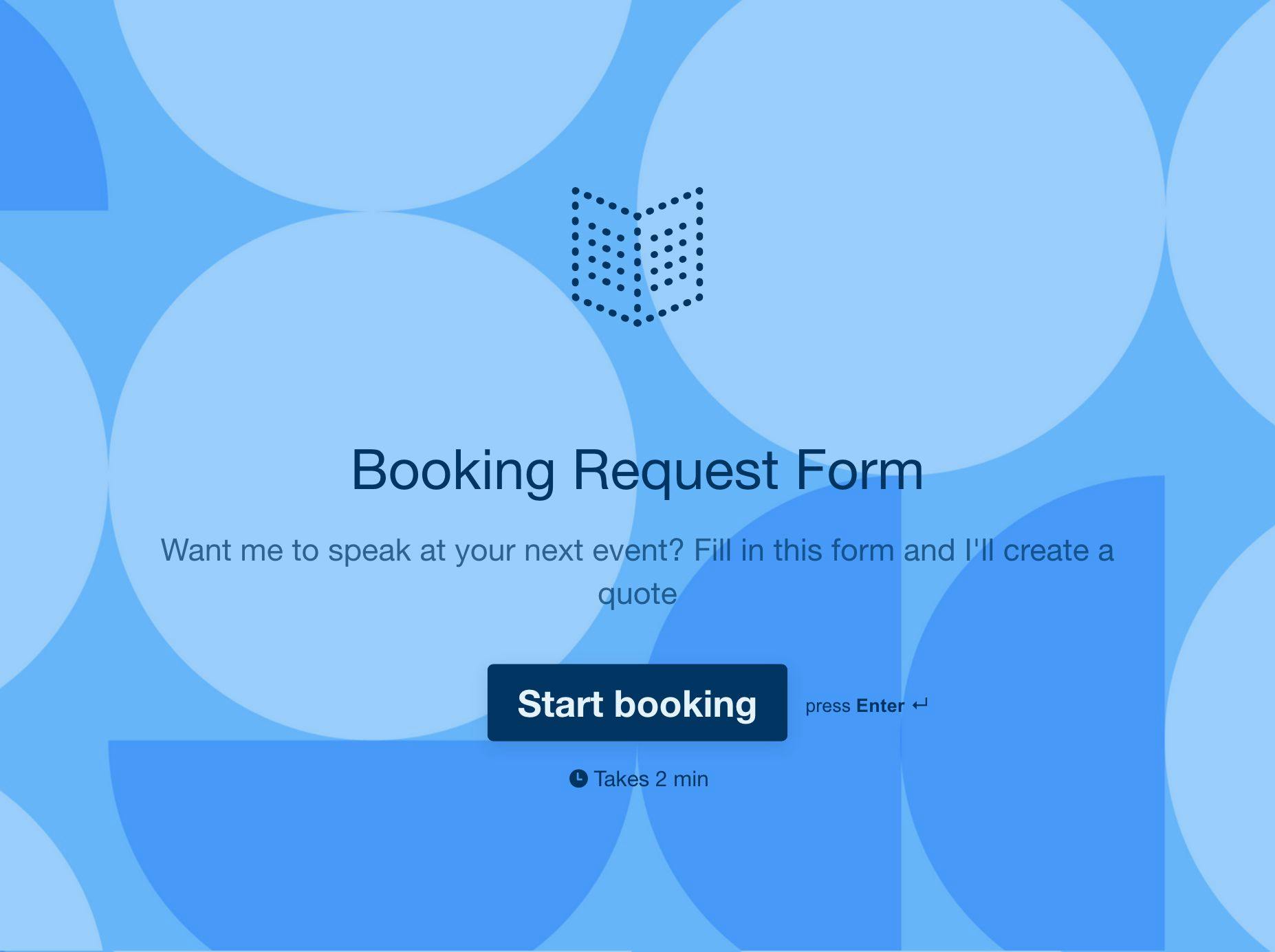 Speaker Booking Form - Typeform Template