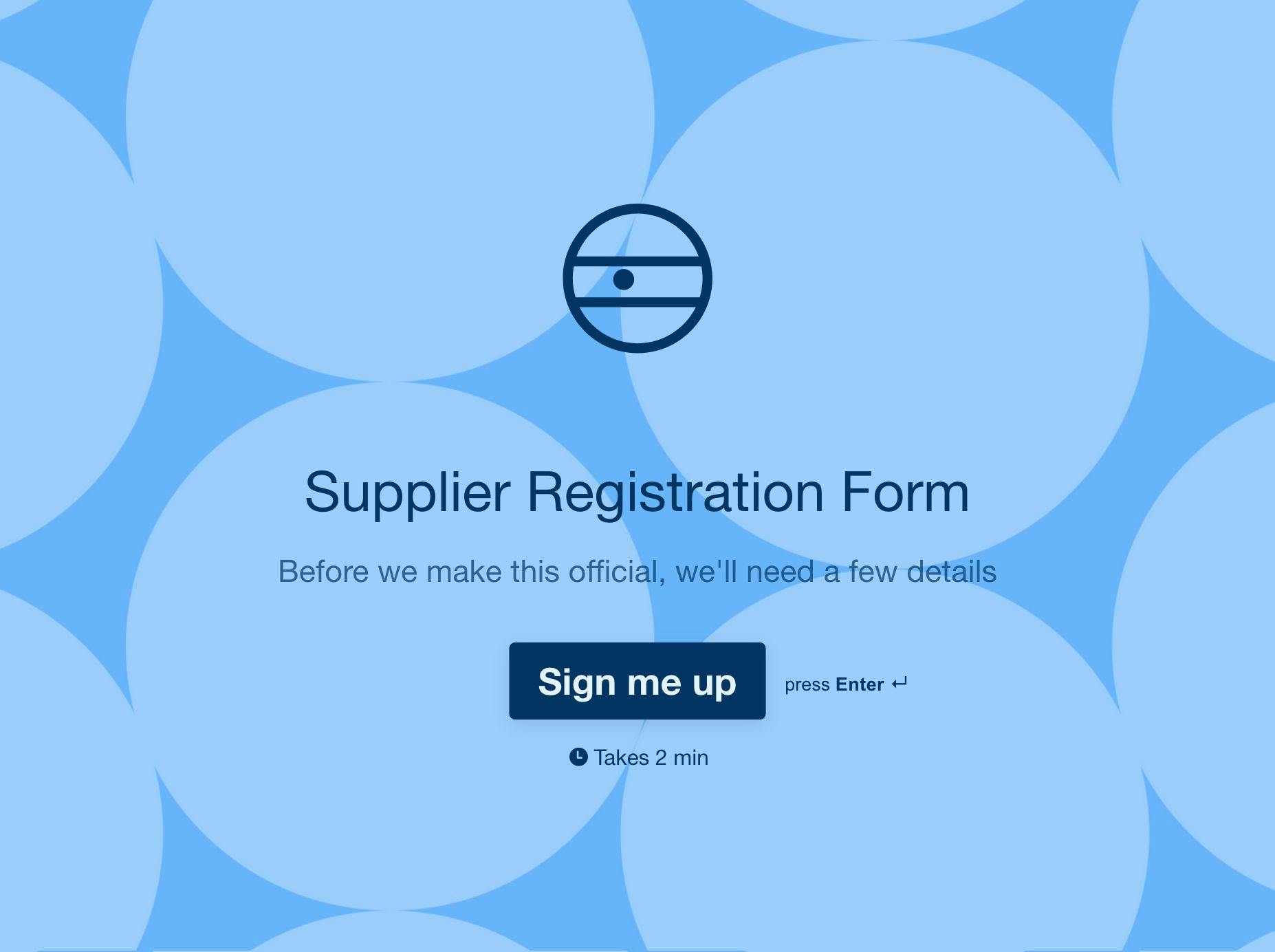 Supplier Registration Form - Typeform Template