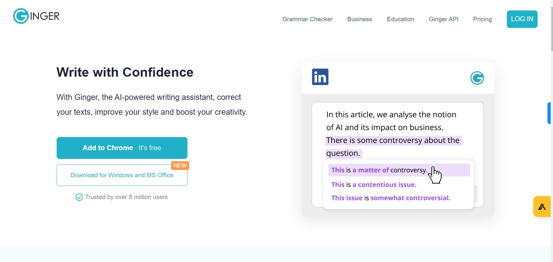Ginger | Write with Confidence | Welcome AI