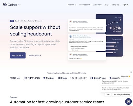 Cohere.io | Scale support without scaling headcount | Welcome AI