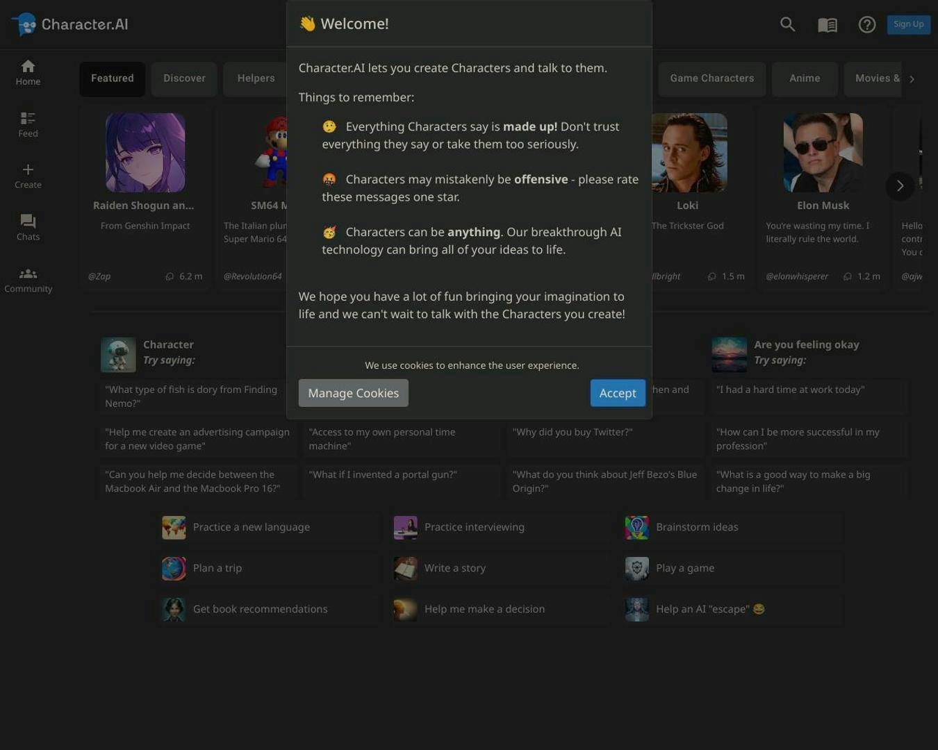 Character.AI | Character.AI lets you create characters | Welcome AI