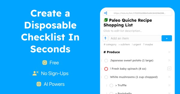 LISTO | Collaborate on a List with Just a Link
