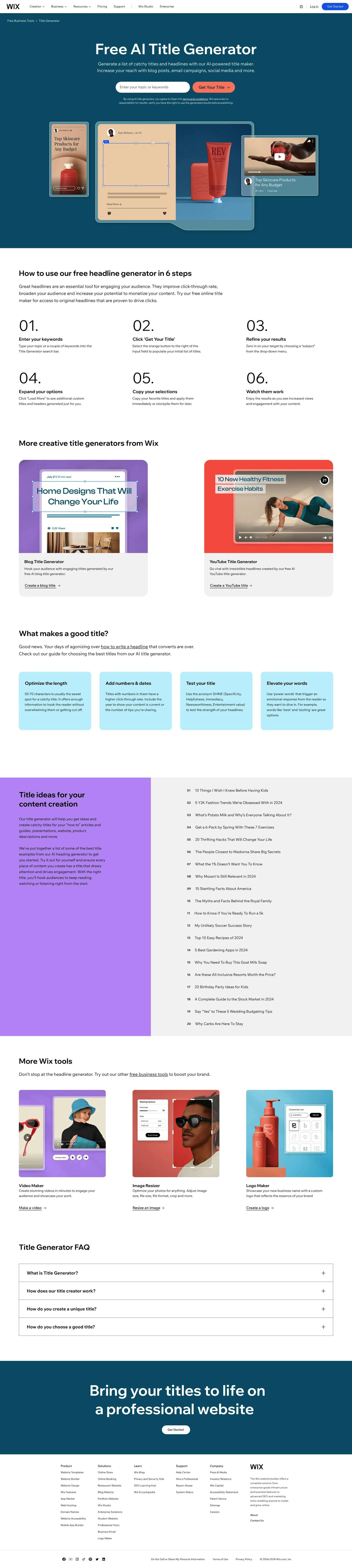 Free Title Generator B2B tool driving 5,800 monthly visits