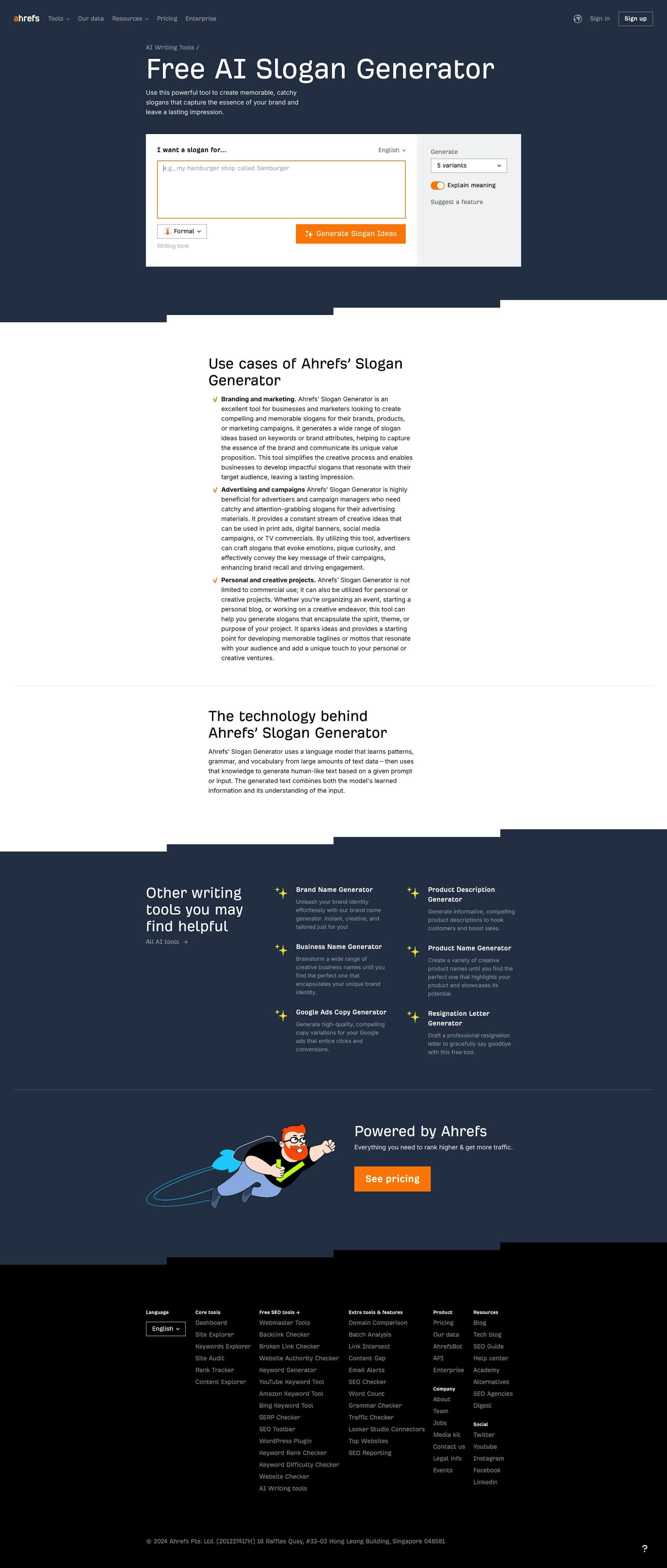 Free Slogan Generator B2B tool driving 6,700 monthly visits