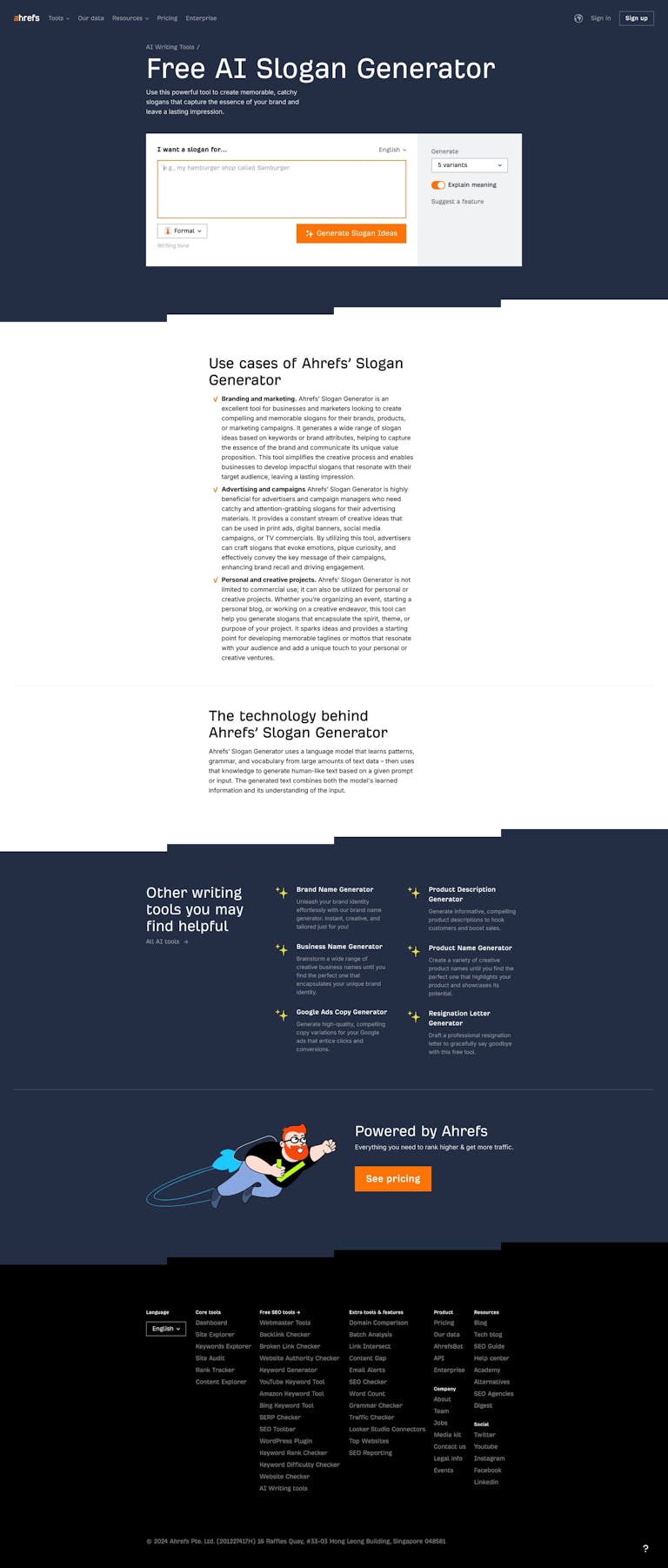 Free Slogan Generator B2B tool driving 6,700 monthly visits