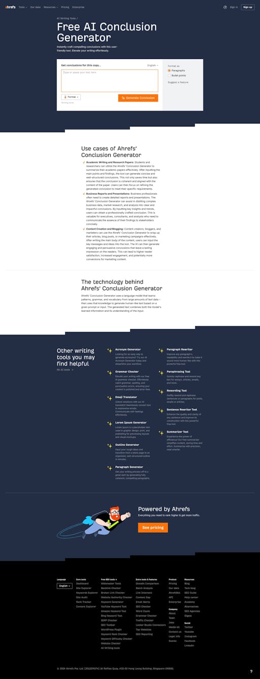 Free Conclusion Generator B2B tool driving 6,400 monthly visits