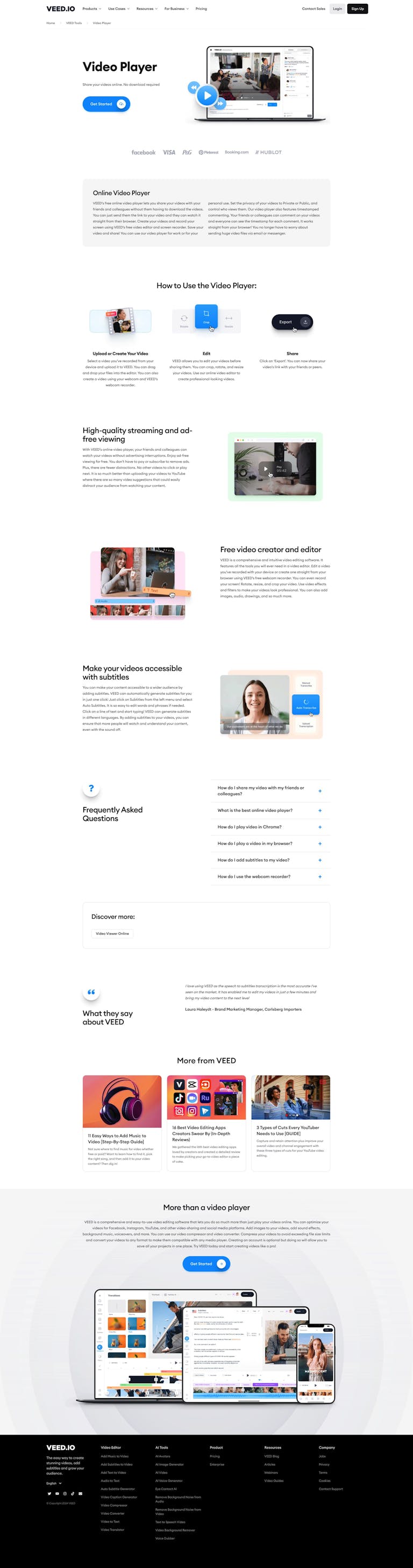 Free Video Player B2B tool driving 10,000 monthly visits