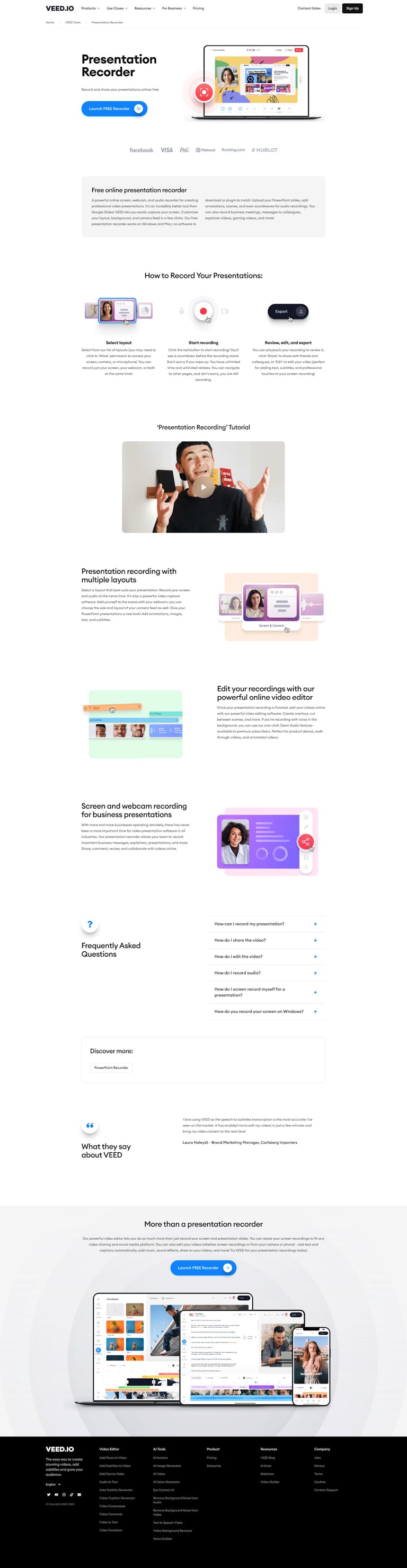 Free Presentation Recorder B2B tool driving 153 monthly visits