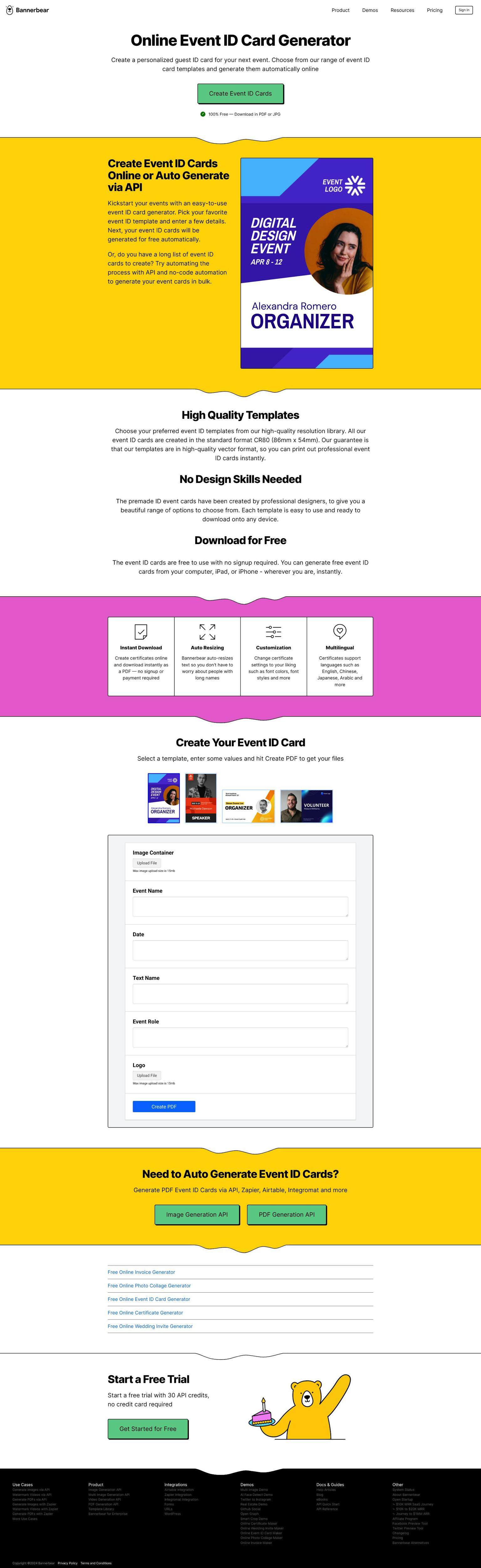 Free Online Event ID Card Generator B2B tool driving 250 monthly visits