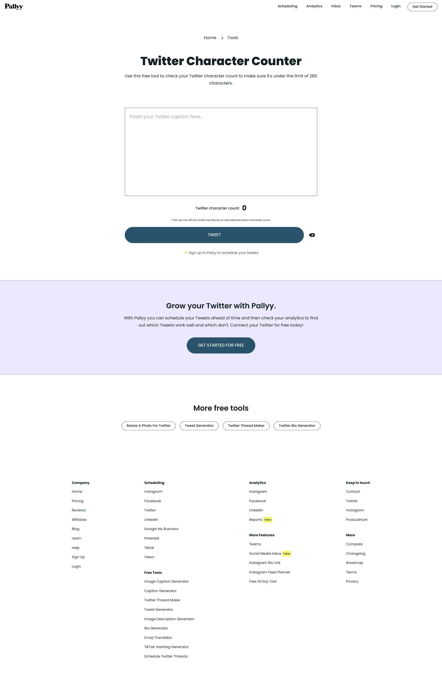 Free Twitter Character Counter B2B tool driving 70 monthly visits