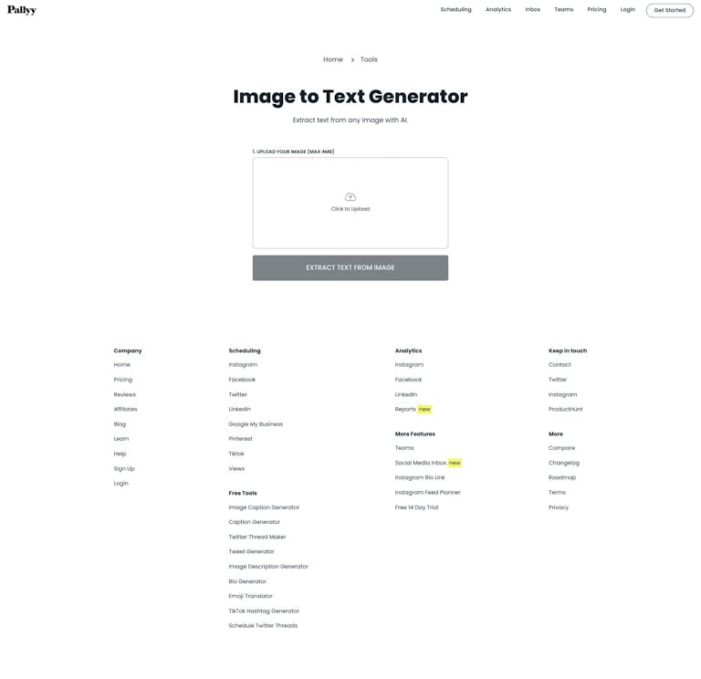 Free Image to Text Generator B2B tool driving 26 monthly visits