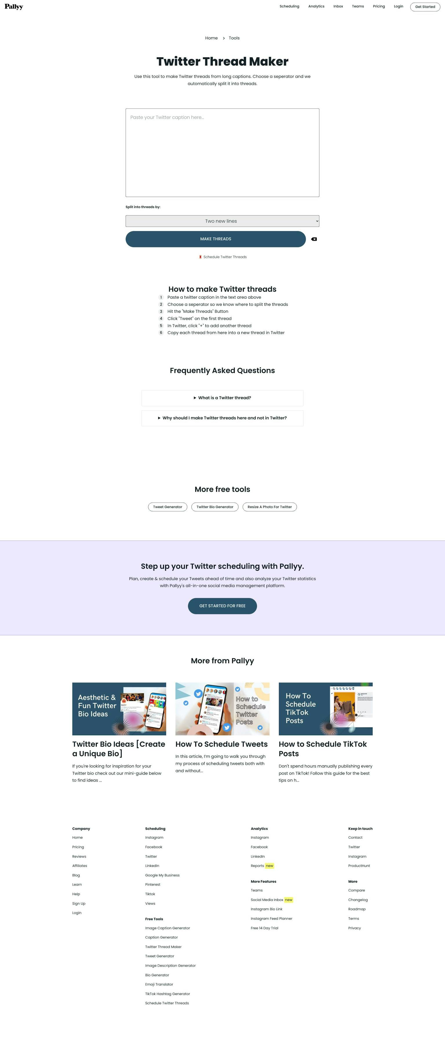 Free Twitter Thread Maker B2B tool driving 133 monthly visits