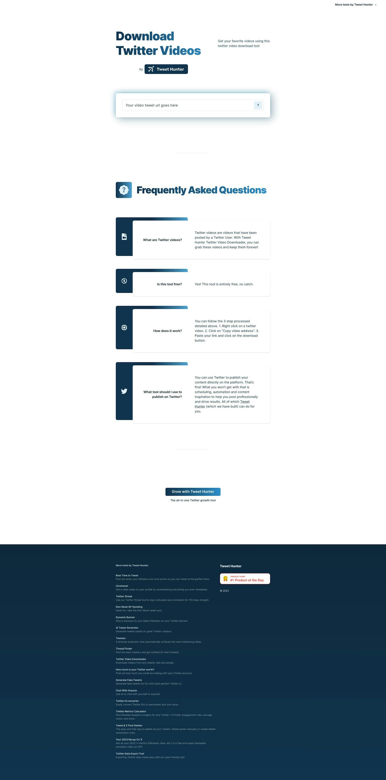 Free Twitter Video Downloader B2C tool driving 752 monthly visits