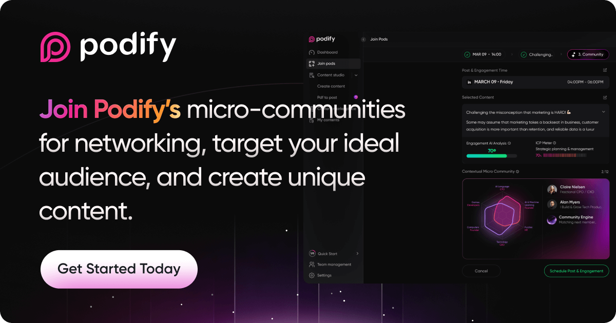 Podify | Grow Your Network with AI-Driven Tools and Micro-Communities