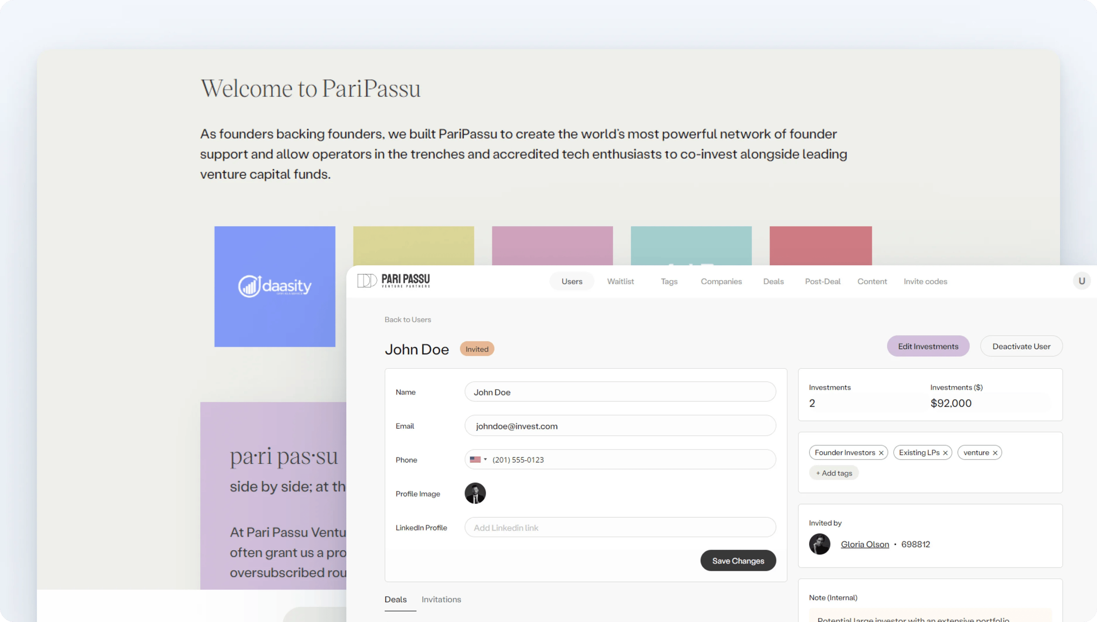 PariPassu (co-investment App) | Built on Bubble.io by Zeroqode