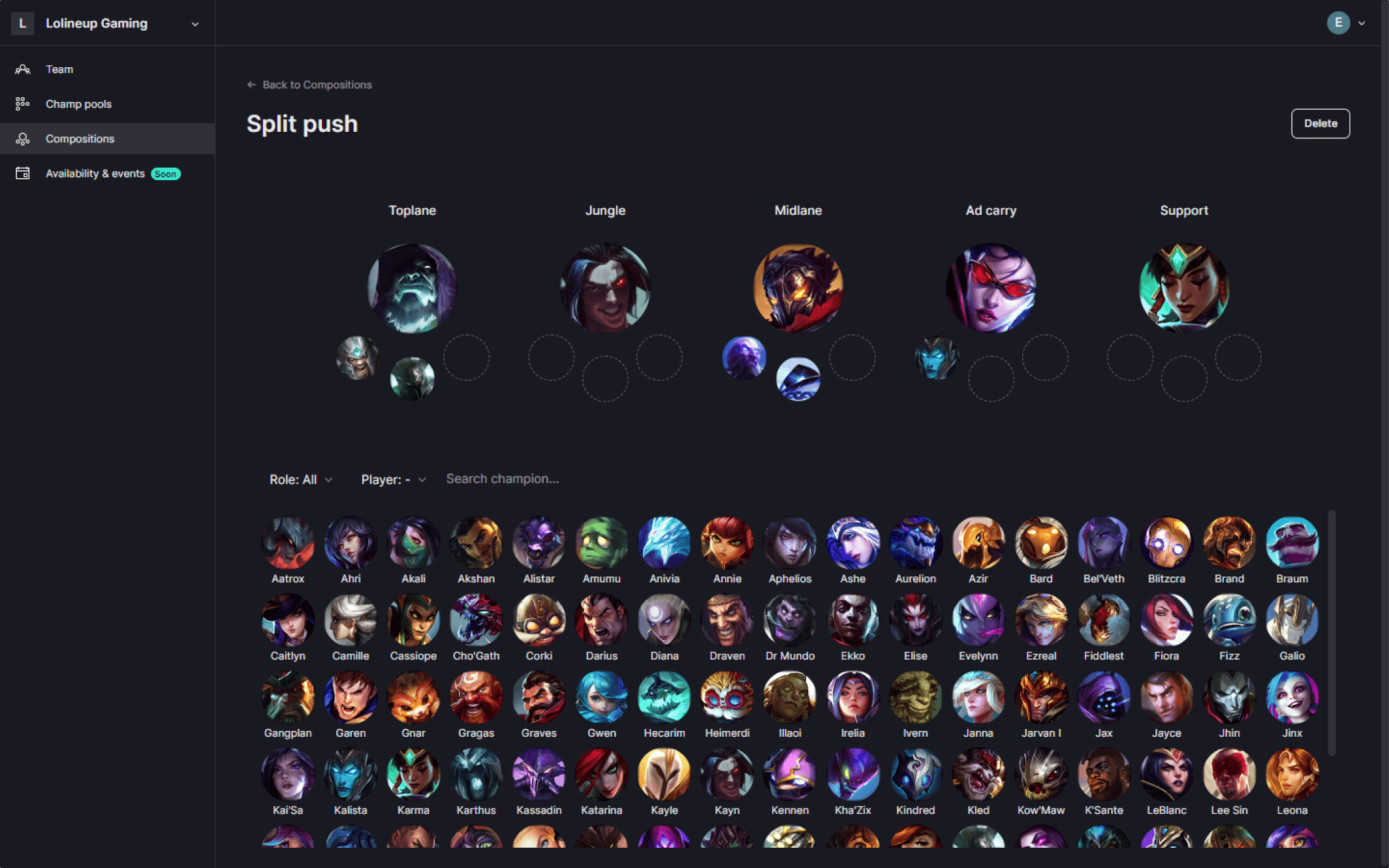 Lolineup - The all-in-one solution for LoL team management