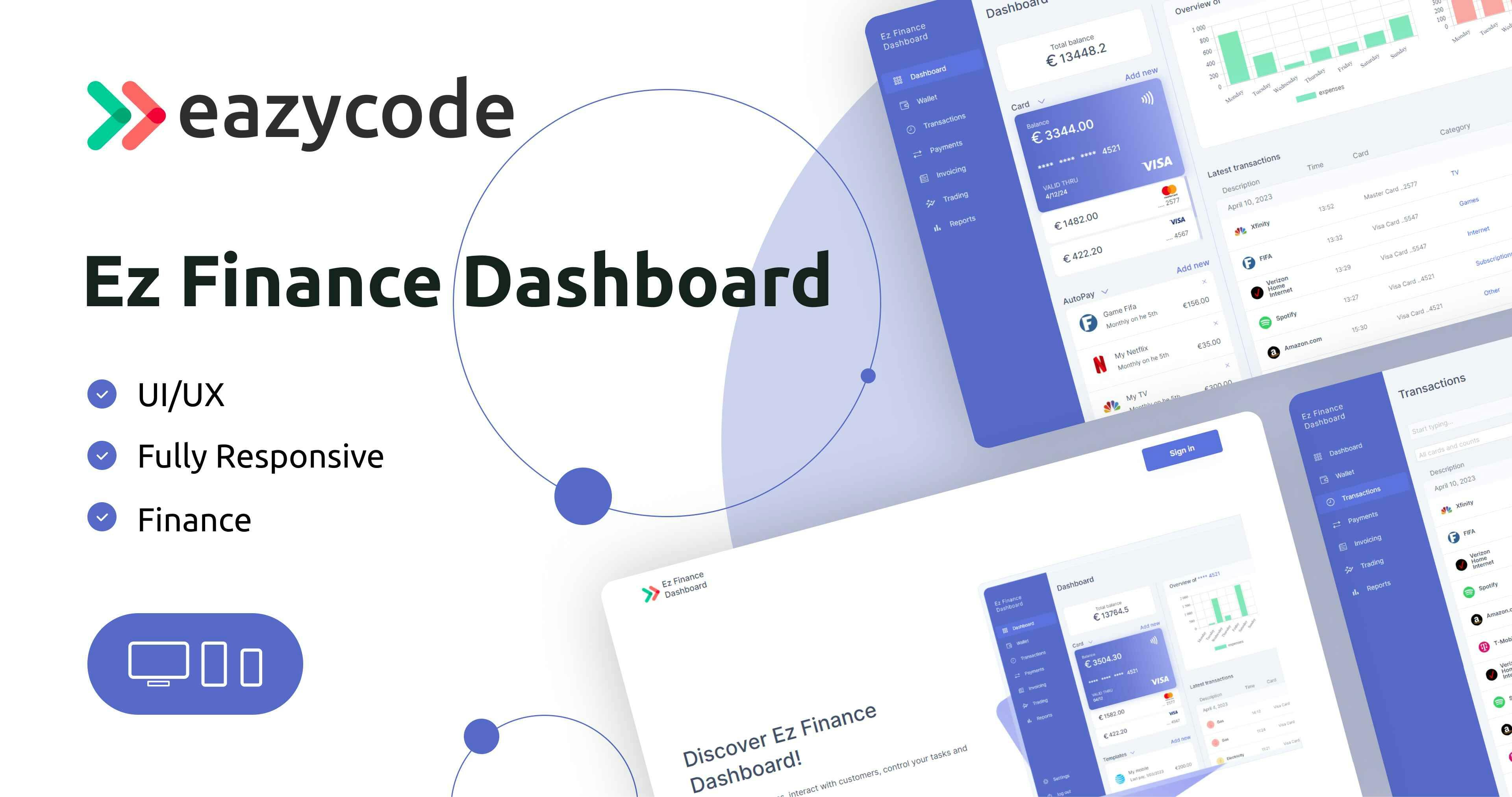 Ez Finance Dashboard template - NoCode Bubble.io Template by EazyCode ...