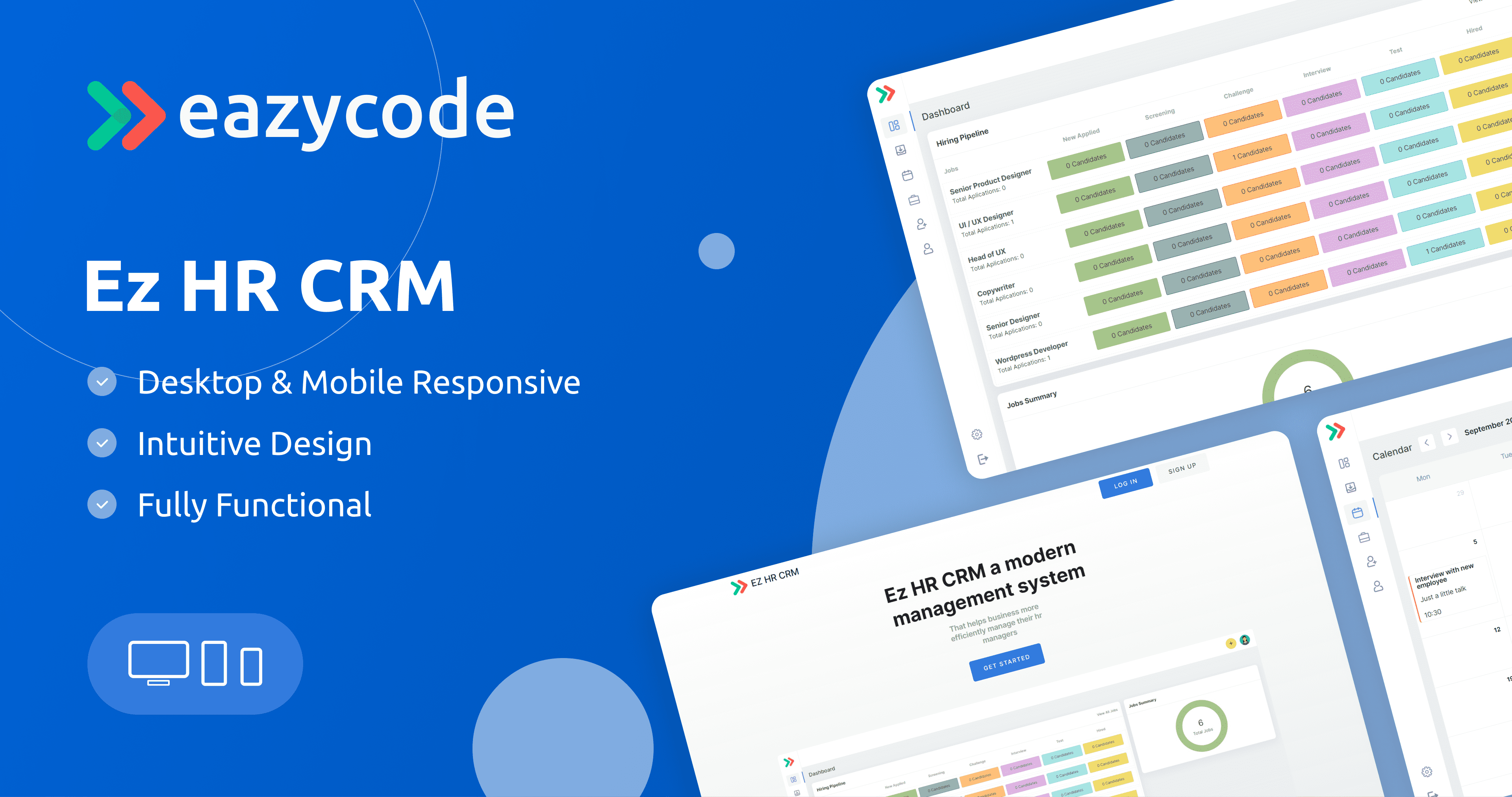 Ez Hr CRM Dashboard template - NoCode Bubble.io Template by EazyCode - NoCode Agency