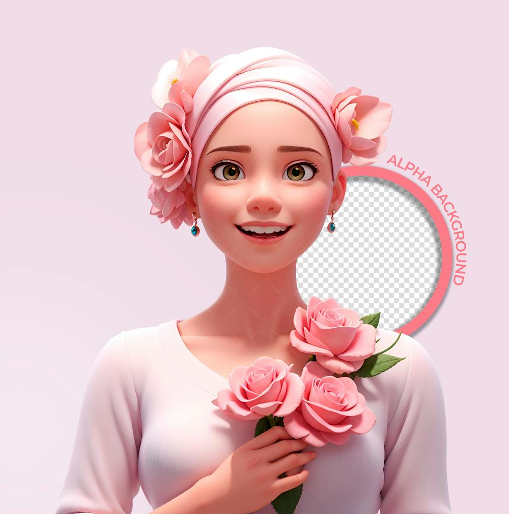 Mulher Segurando Uma Rosa E Sorridente Outubro Rosa Psd Premium Download