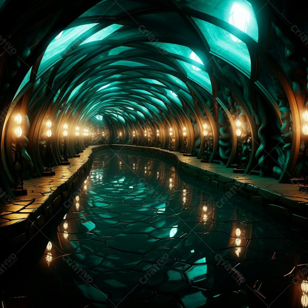 Canal subterrâneo iluminado com arquitetura fantástica | Fotos IA ...