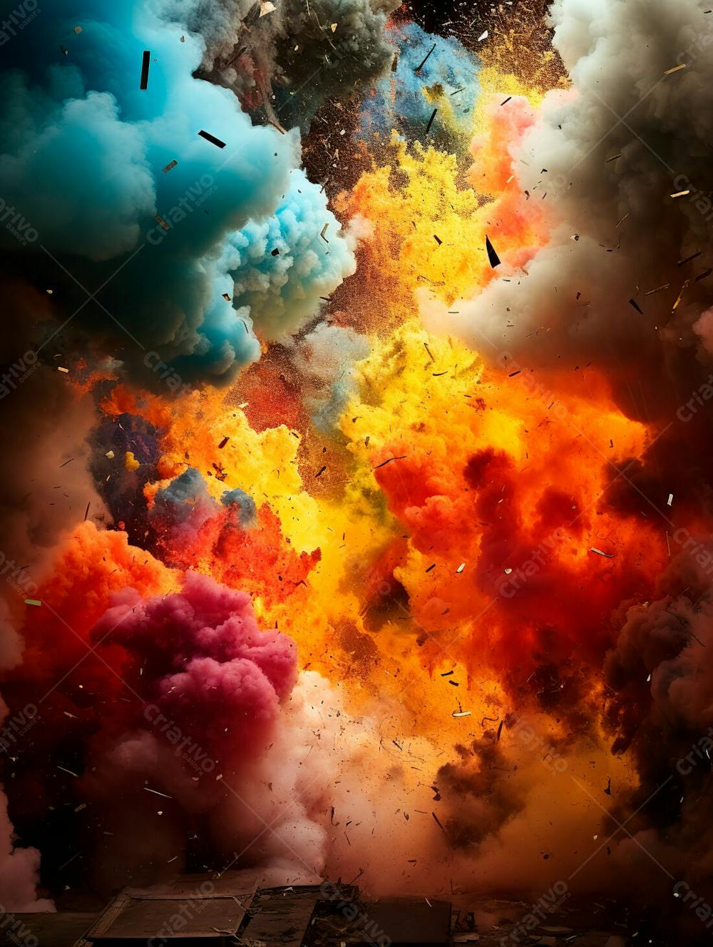 Imagem Explosao De Fumaca Colorida Com Particulas 11 | Fotos IA Premium ...