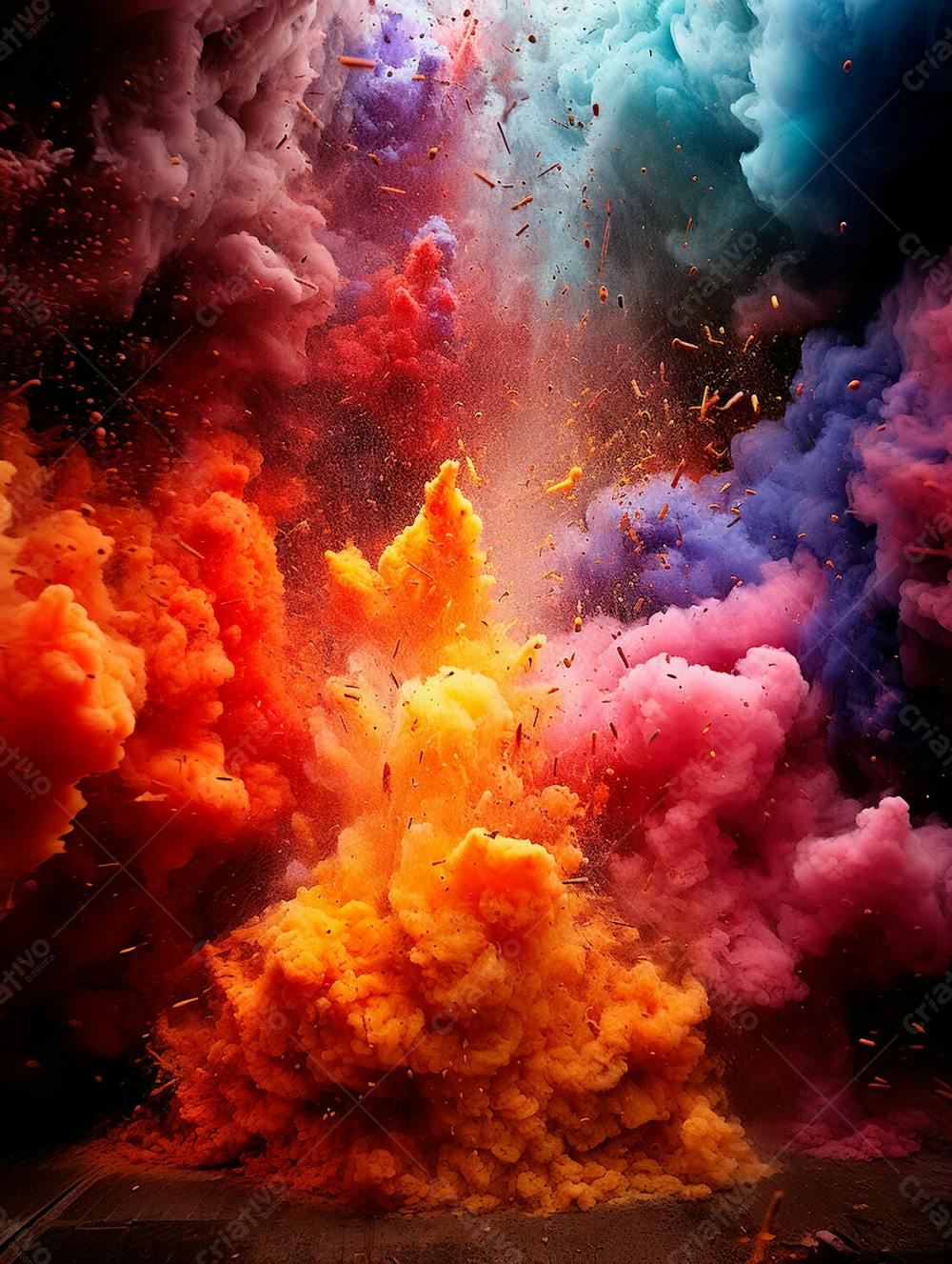 Imagem Explosao De Fumaca Colorida Com Particulas 37 | Fotos IA Premium ...