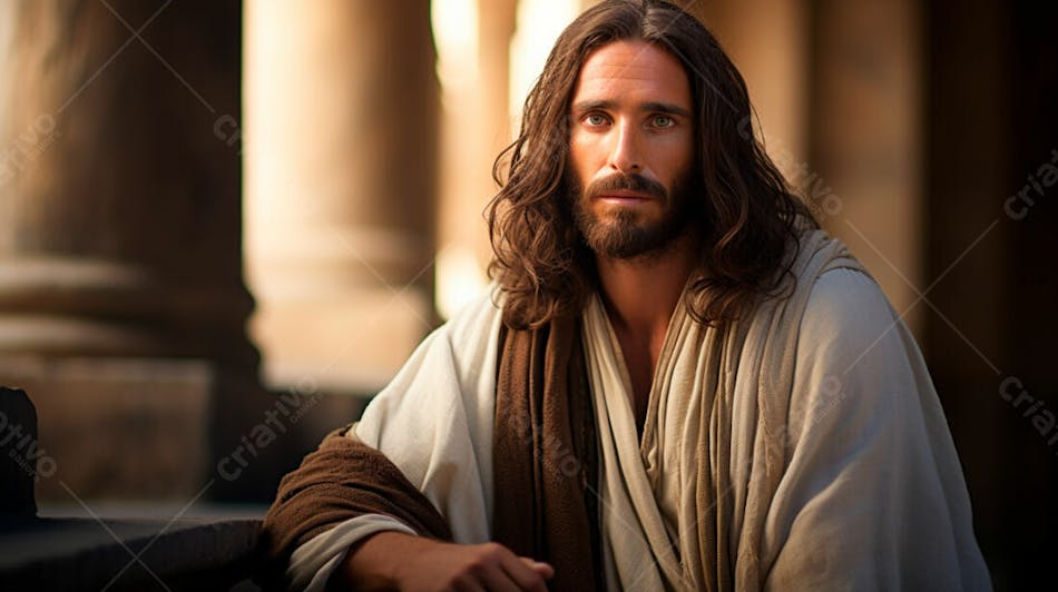 Jesus Cristo Em Um Cenário Histórico, Com Manto Tradicional, Cercado ...