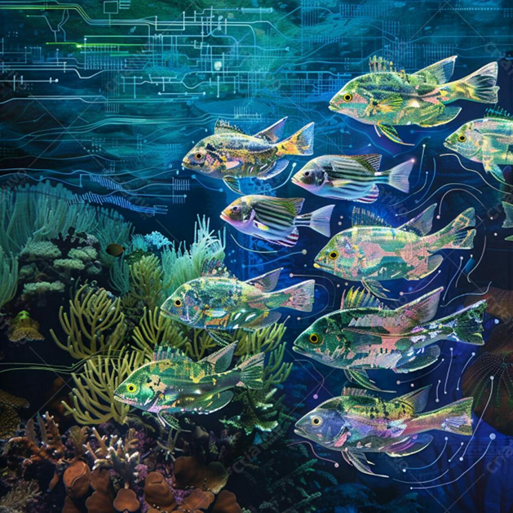 Digital fish school over coral reef | Fotos IA Free [download]