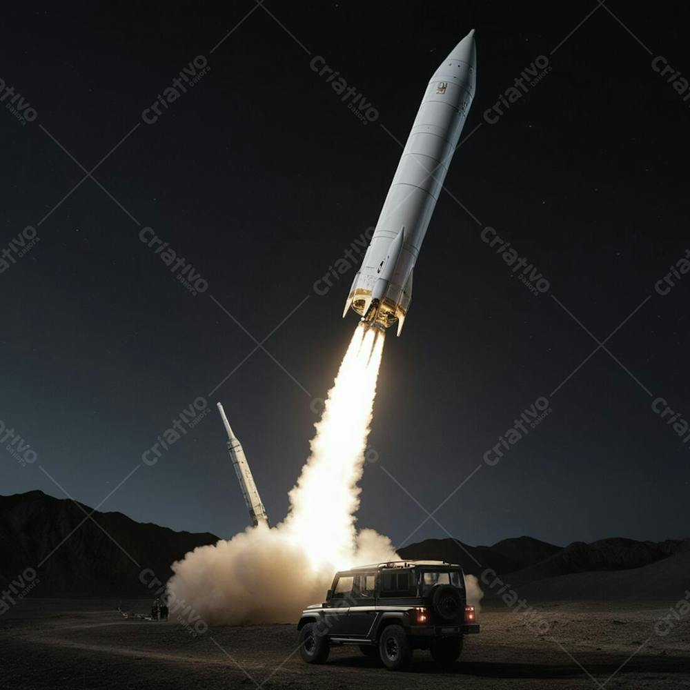 Rocket launching at night desert | Fotos IA Free [download]