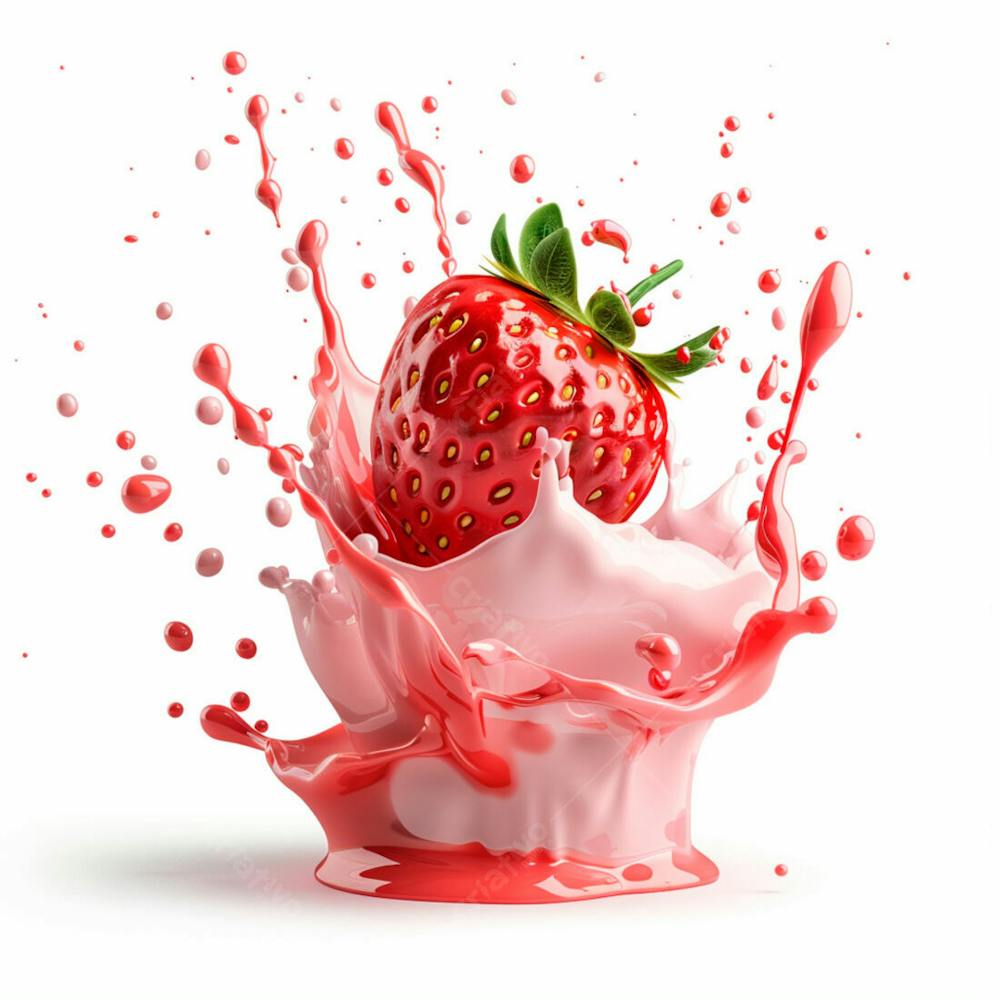 Morango em Splash Rosa e Vermelho | Fotos IA Premium [download]