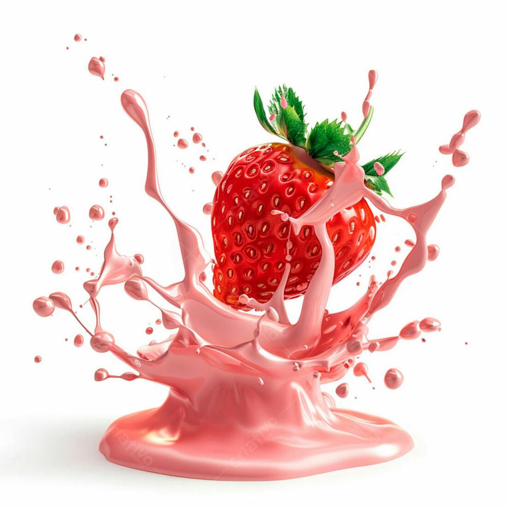 Morango em Splash Rosa de Leite | Fotos IA Premium [download]