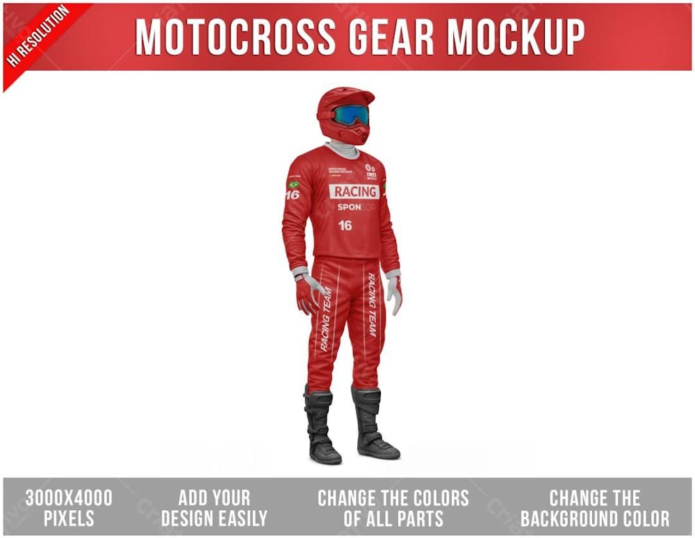 Motocross uniform mockup - [download] 67531 | Criativo Dahora