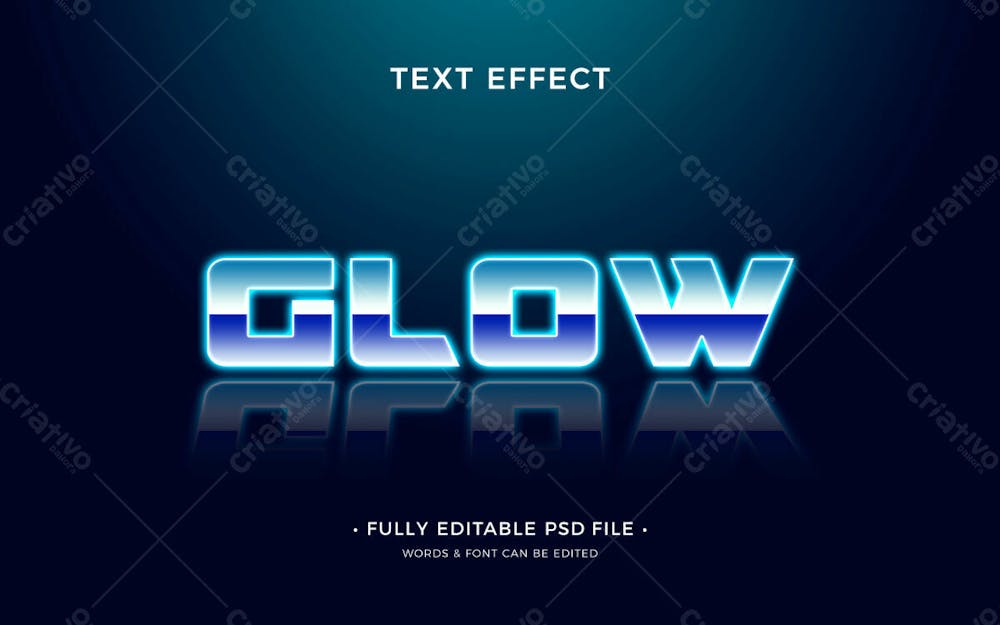 Editable PSD Neon Blue Text Effect | PSD Premium [download]