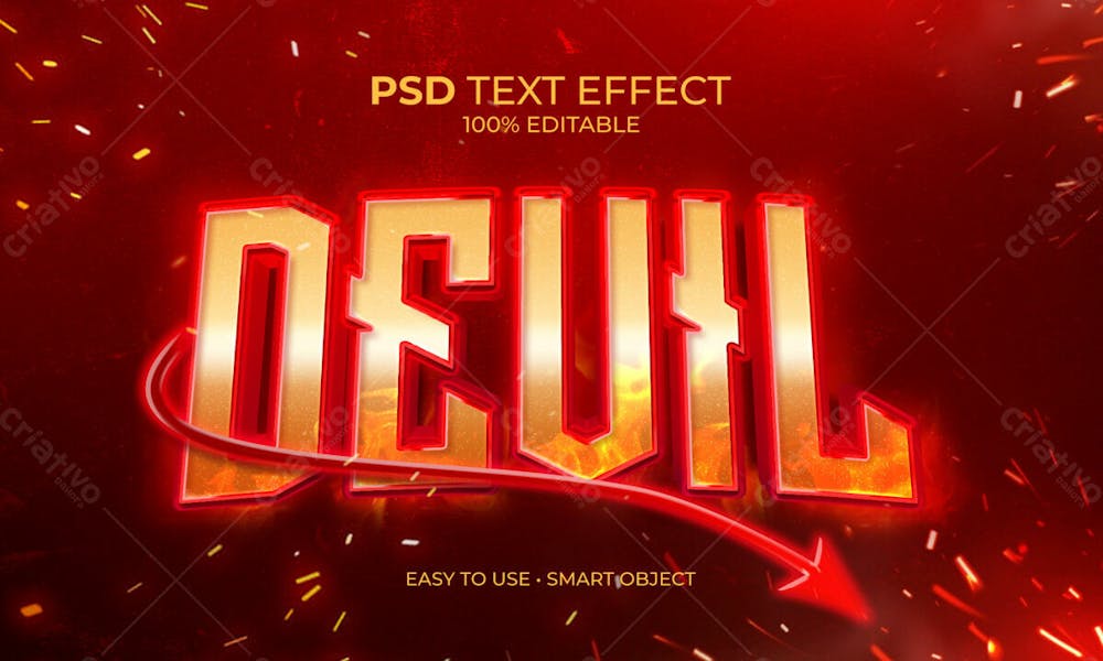 Efeito de Texto para Games DEVIL PSD Editável | PSD Premium [download]