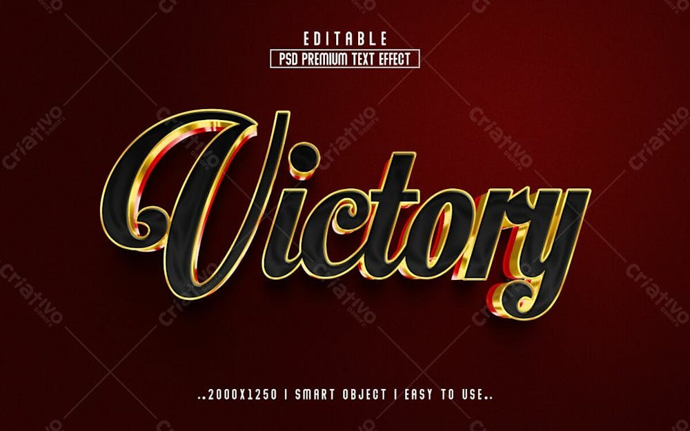 3d victory text effect editable psd style - [download] 74133 | Criativo ...