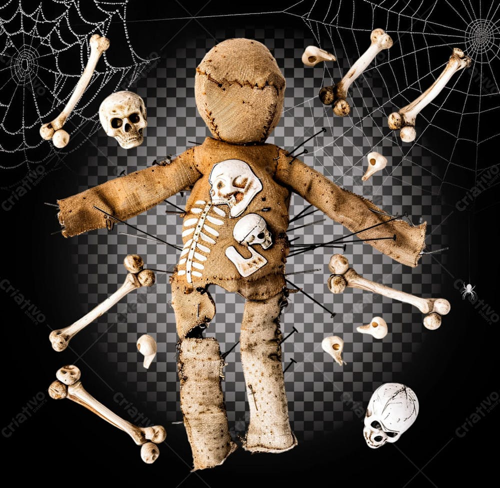 Boneco de voodoo para halloween isolado sobre um fundo transparente ...