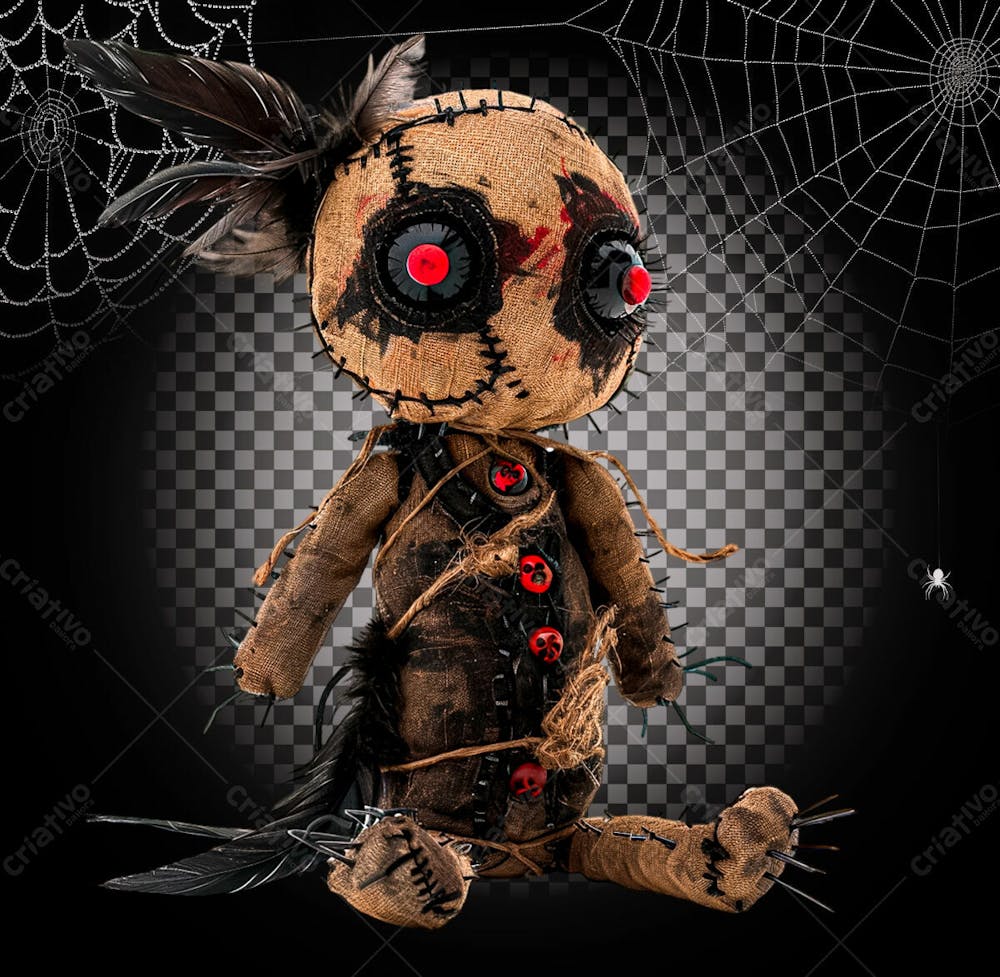 Boneco de voodoo para halloween isolado sobre um fundo transparente ...