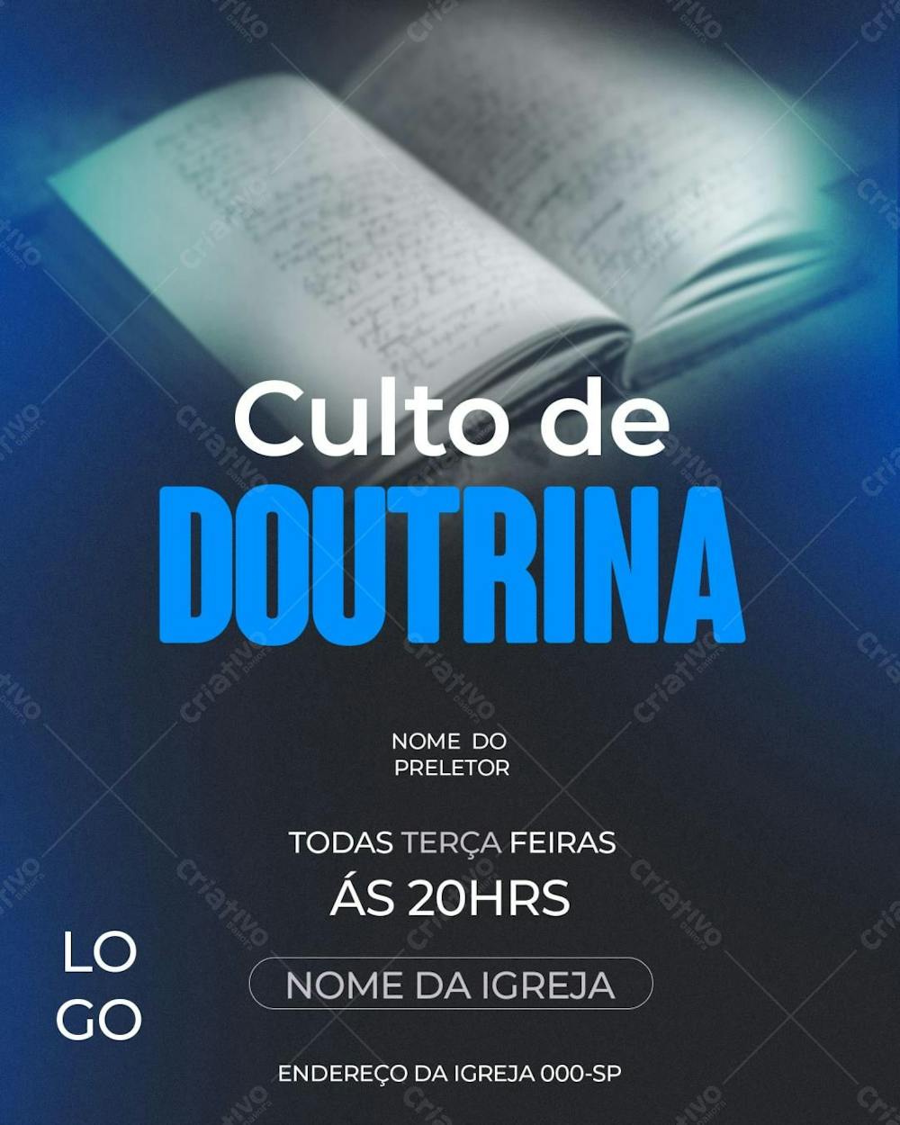 Flyer para Culto de Doutrina PSD Editável | PSD Premium [download]