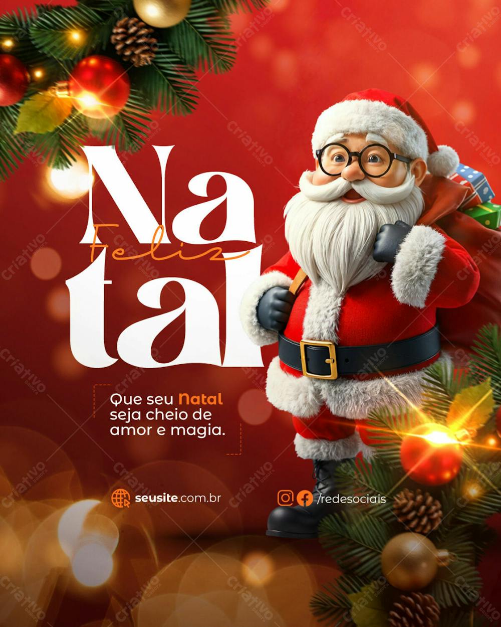 Flyer Natal com Papai Noel 3D PSD Editável | PSD Premium [download]