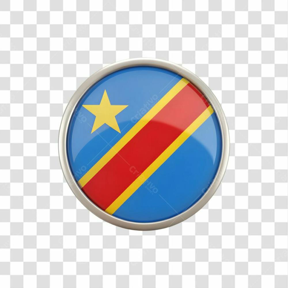 3D Congo Flag Icon Circle Shape | PNG Premium [download]