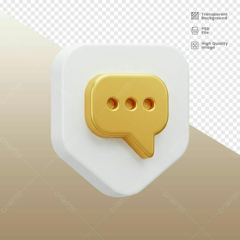 Editable PSD 3D Golden Message Icon | PSD Premium [download]