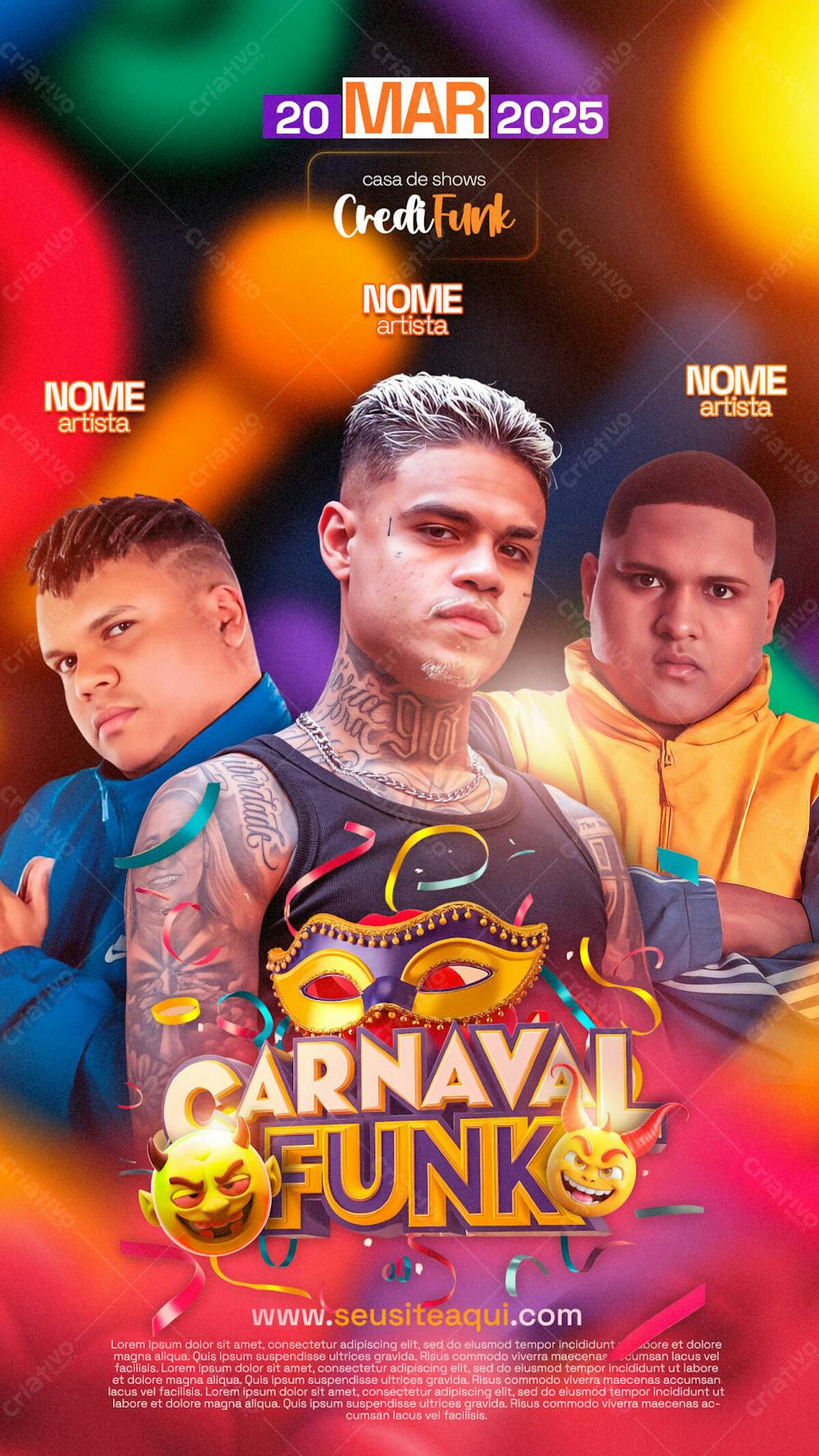Flyer de carnaval carnafunk com elas social media psd editavel 2 ...