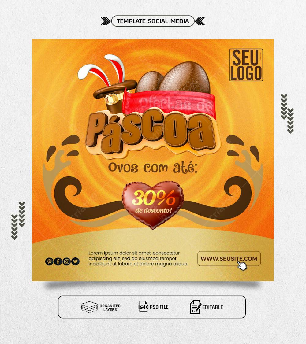 Flyer Páscoa com Ovos de Chocolate PSD Editável | PSD Grátis [download]
