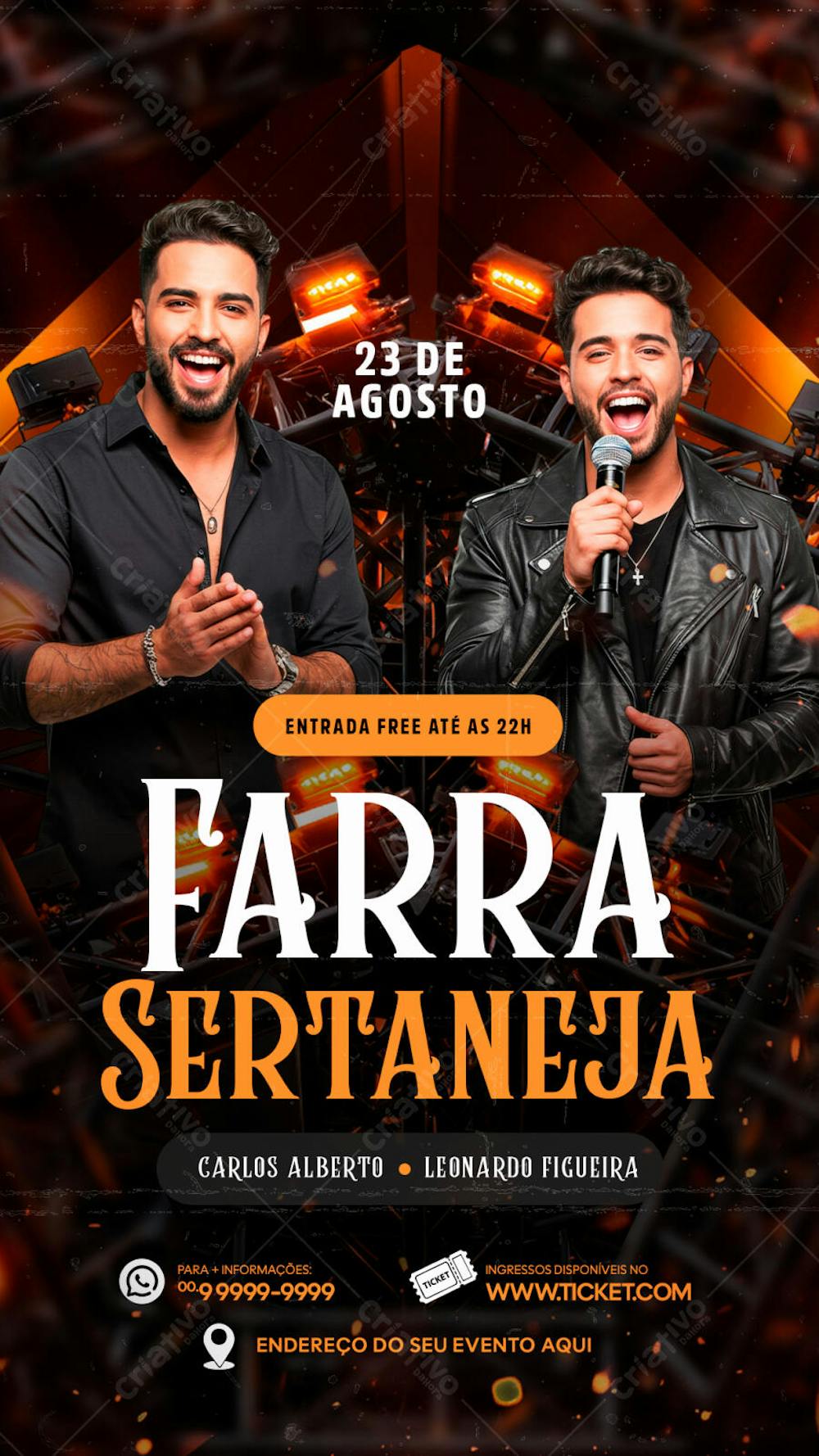 Editable PSD Flyer for Sertaneja Party August 23rd | PSD Premium [download]