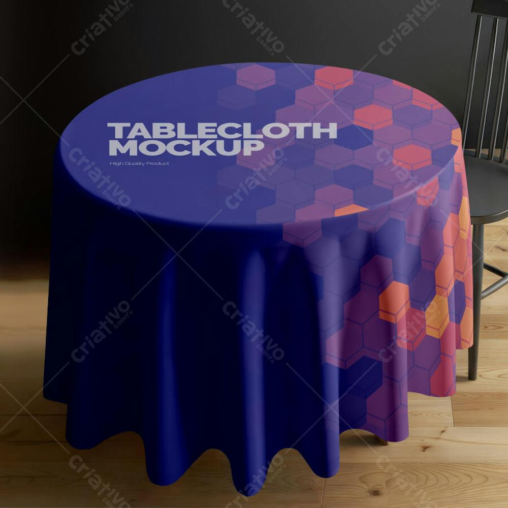 Realistic Tablecloth Mockup - Geometric Pattern | Mockup Premium [download]