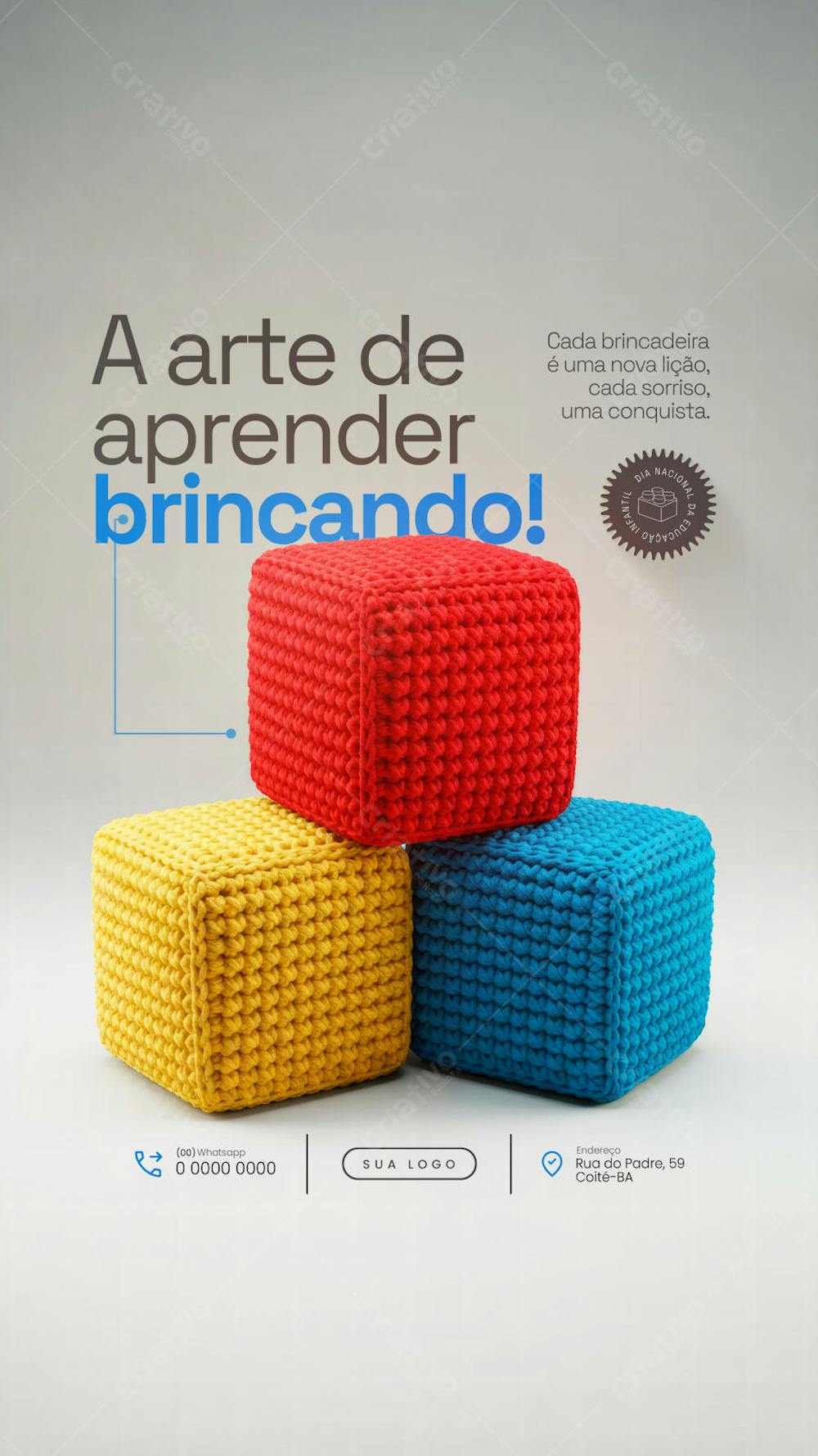 Flyer Dia das Crianças com Cubos de Crochê PSD Editável | PSD Premium ...