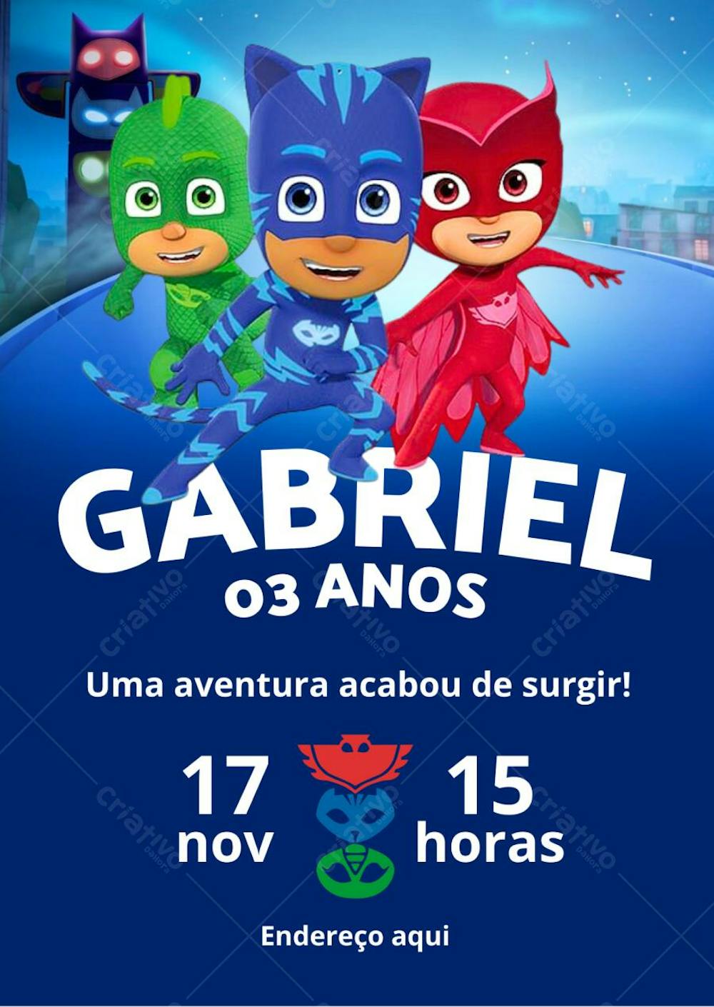 Convite de aniversário infantil PJ Masks Editável no Canva | Convite ...
