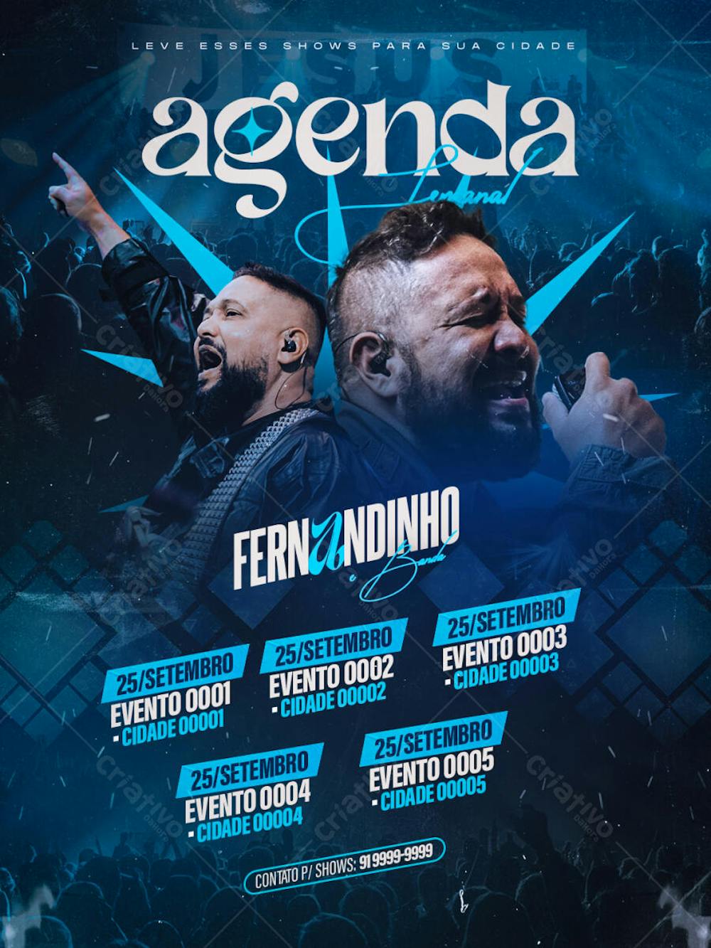 Flyer para Shows da Fernandinho Banda PSD Editável | PSD Premium [download]